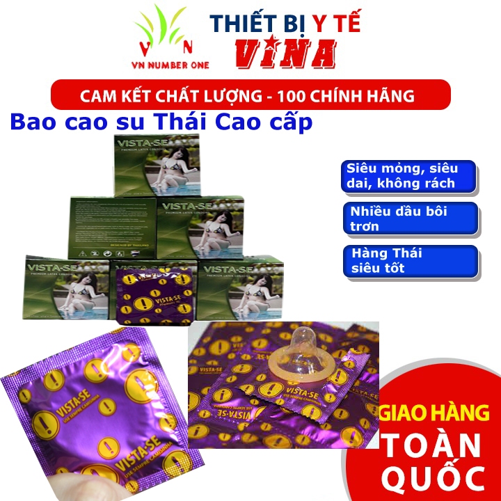 Bao cao su trơn mỏng VISTA-SE , công nghệ Thái, nhiều dầu bôi trơn ...