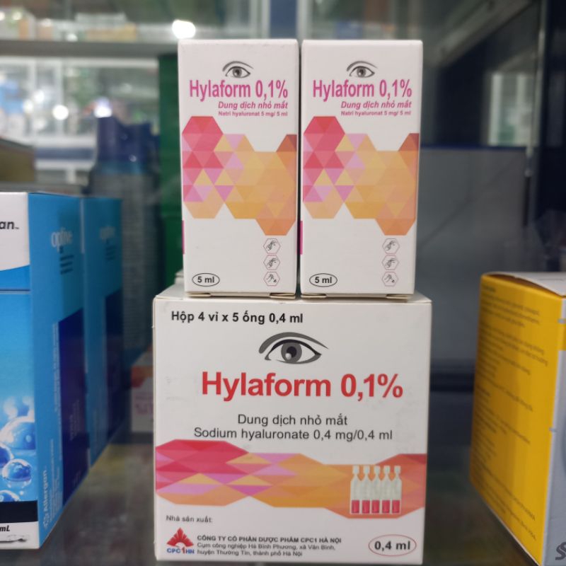 Dung dịch nhỏ mắt Hylaform 0.1% hỗ trợ khô mắt ống 5ml / Hộp 20 tép ...