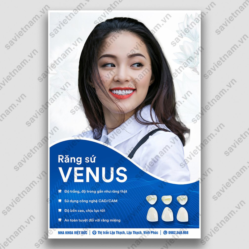 Tranh nha khoa poster quảng cáo răng sứ Venus - Chất liệu FOMEX, Tặng ...