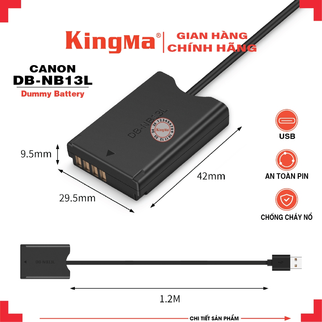 Pin Ảo/Giả Pin/Dummy Pin NB-13L Chính Hãng KINGMA. For Canon NB-13L ...
