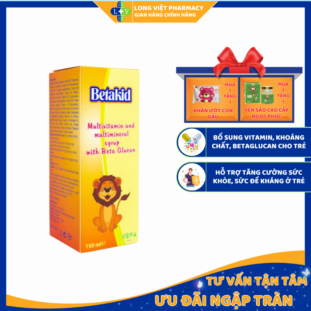 Siro Tăng Đề Kháng Betakid 150ml,Giúp Trẻ Ăn Ngon, Tăng Cường Miễn Dịch ...