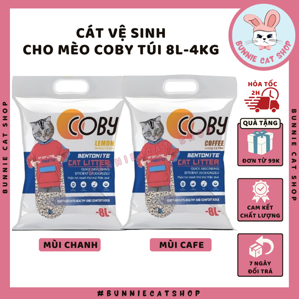 Cát Vệ Sinh Cho Mèo, Cát COBY túi 8L 4kg Thấm Hút Nhanh Vón Cục Và Khử ...