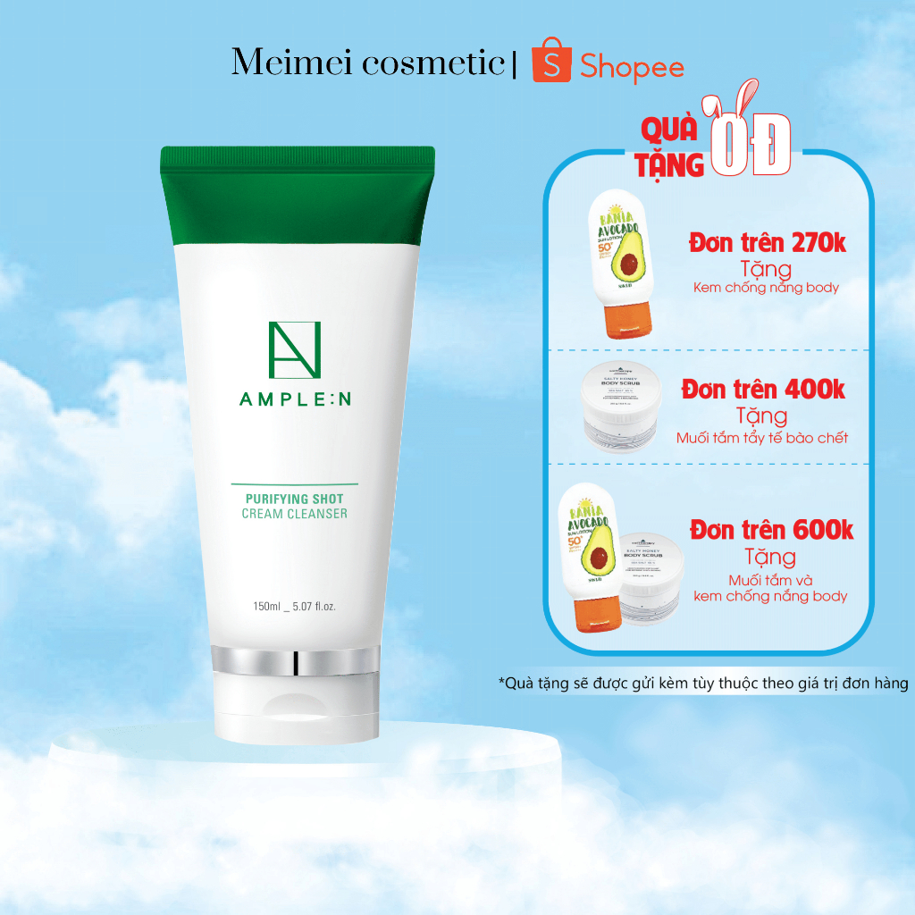 Sữa Rửa Mặt Dịu Nhẹ Ample:n Purifying Shot Cream Cleanser 150ml | Shopee Việt Nam