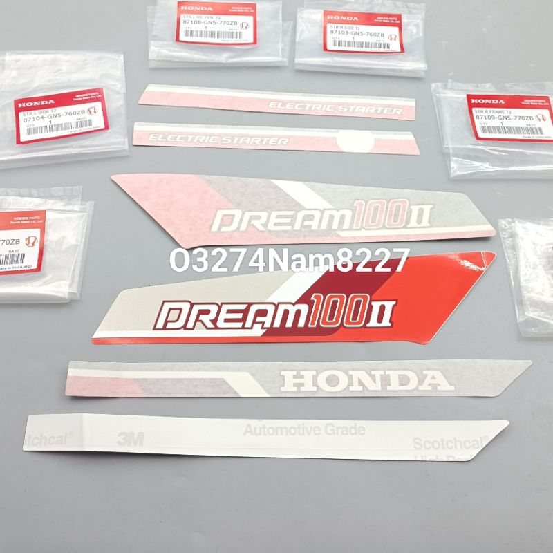 Bộ tem 3M xe DREAM II 100 thái zin chính hãng Honda mới | Shopee Việt Nam