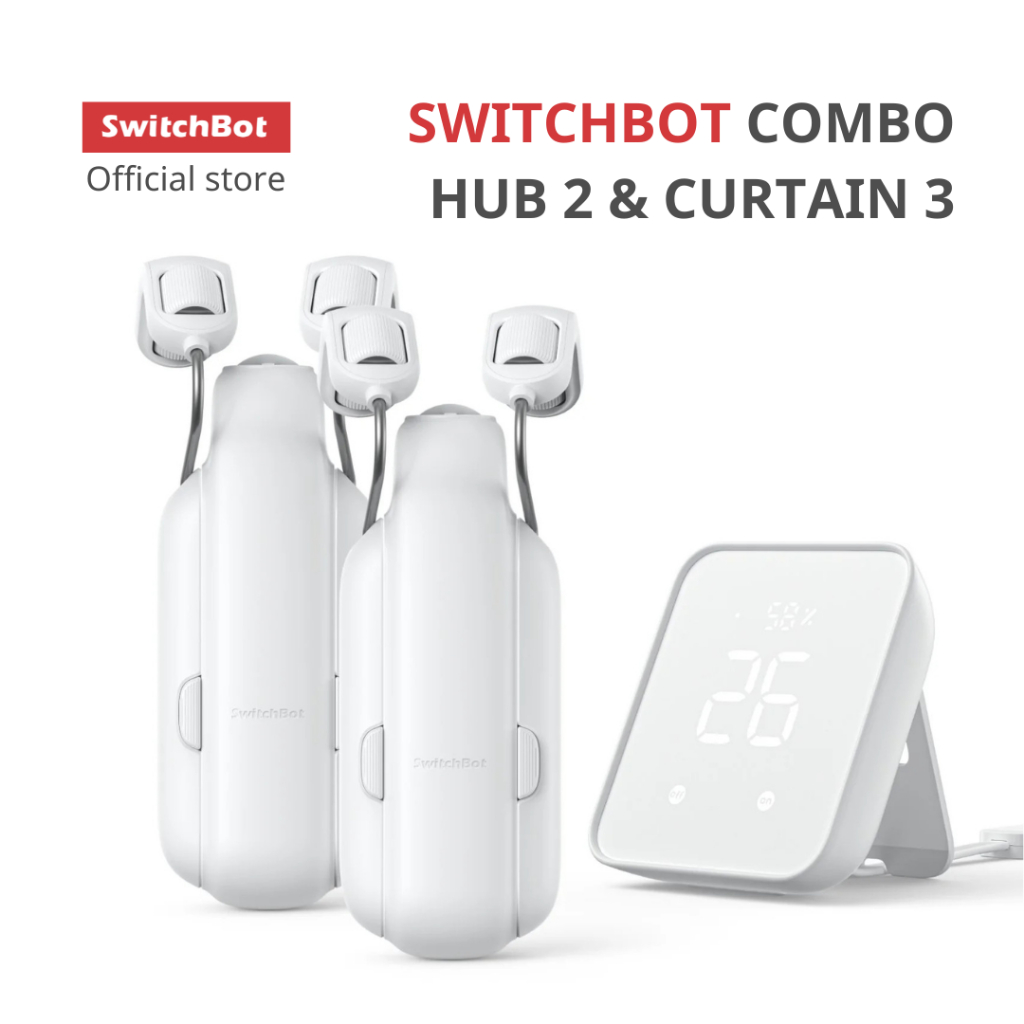 SWITCHBOT Set 2 Rèm Cửa Thông Minh Matter SwitchBot Curtain 3 (Rod / U Rail) + Hub 2 _ Bảo hành ...