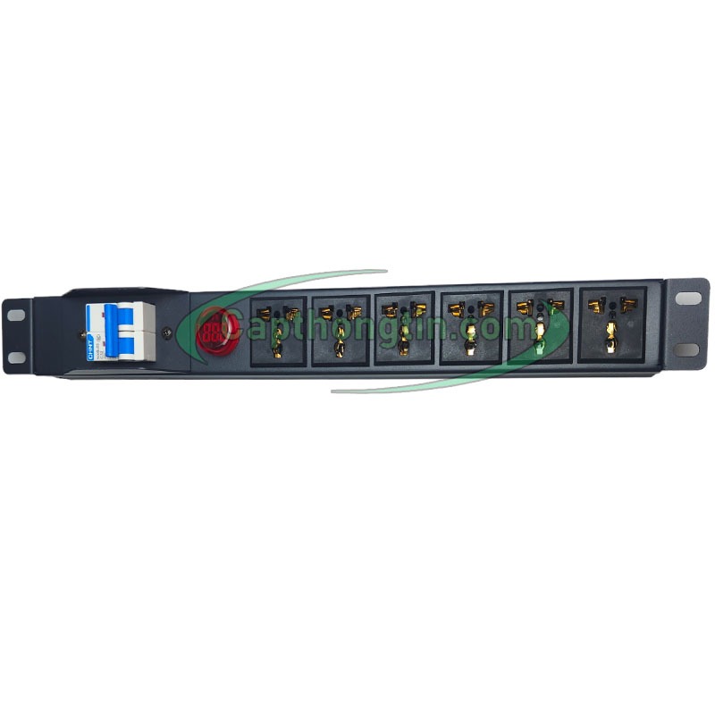 Ổ cắm điện, Thanh Nguồn PDU 6 ổ cắm đa dụng lắp tủ Rack 1U có MCB 32A ...