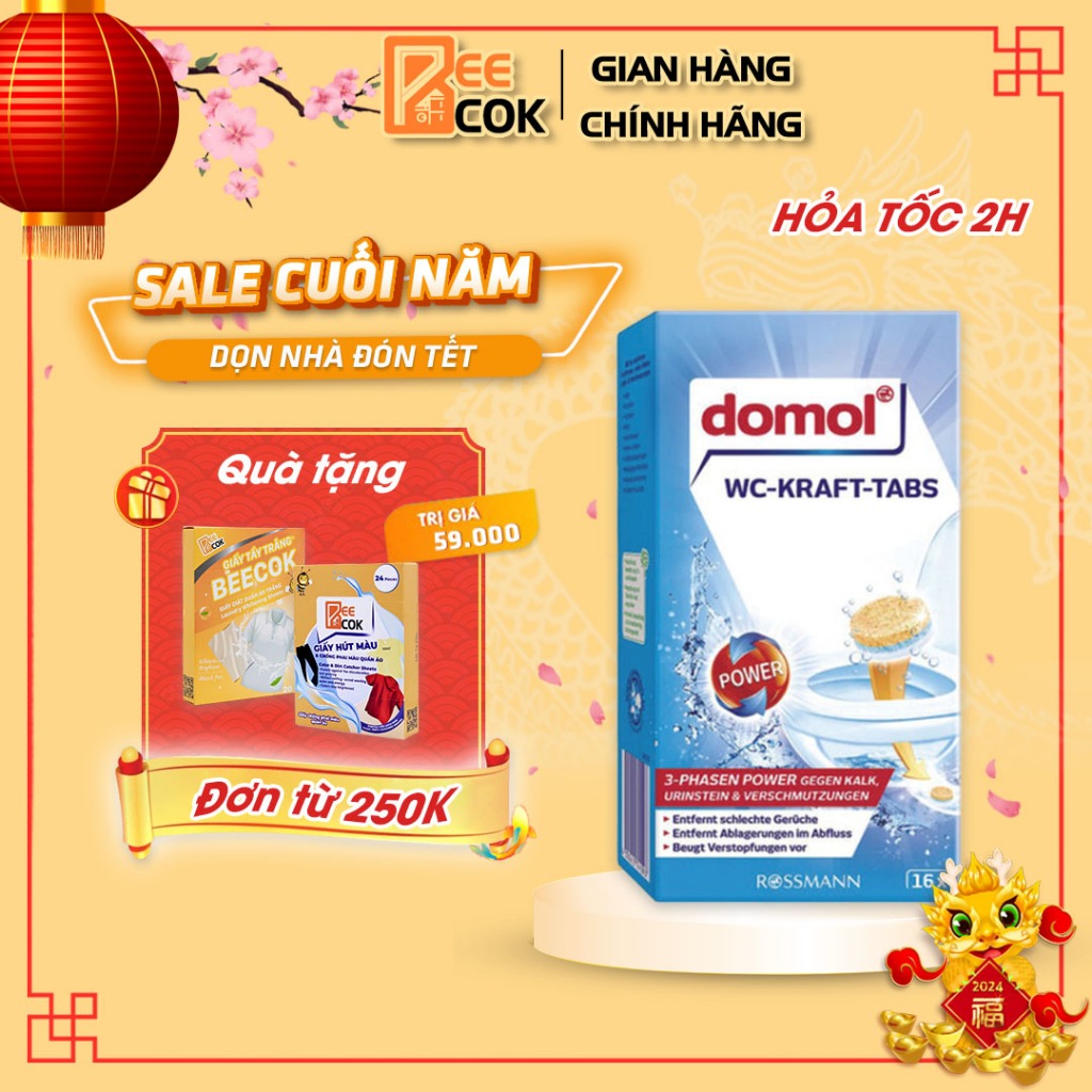 Viên tẩy bồn cầu Domol WC Kraft Tabs hộp 16 viên | Shopee Việt Nam