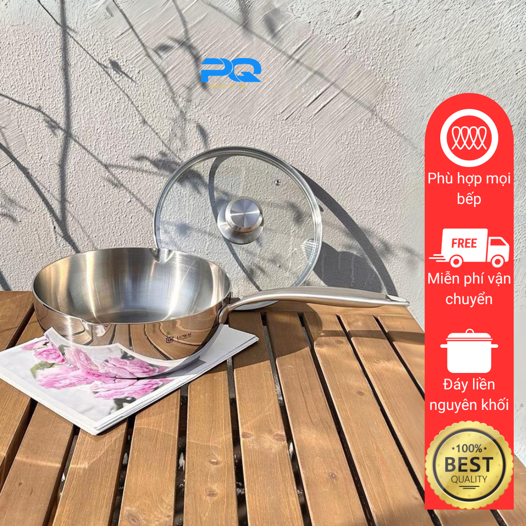 Chảo inox 316 lunkai 24cm sâu lòng có nắp đáy liền thân thưps 3 lớp ...