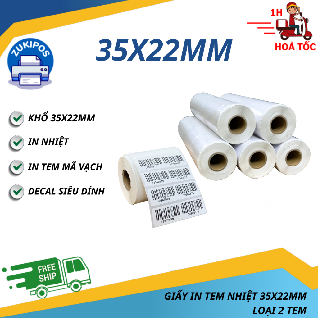 Giấy In Tem Mã Vạch Nhiệt 2 Tem 35x22 Giấy Tự Dính Chất Lượng Cao ...
