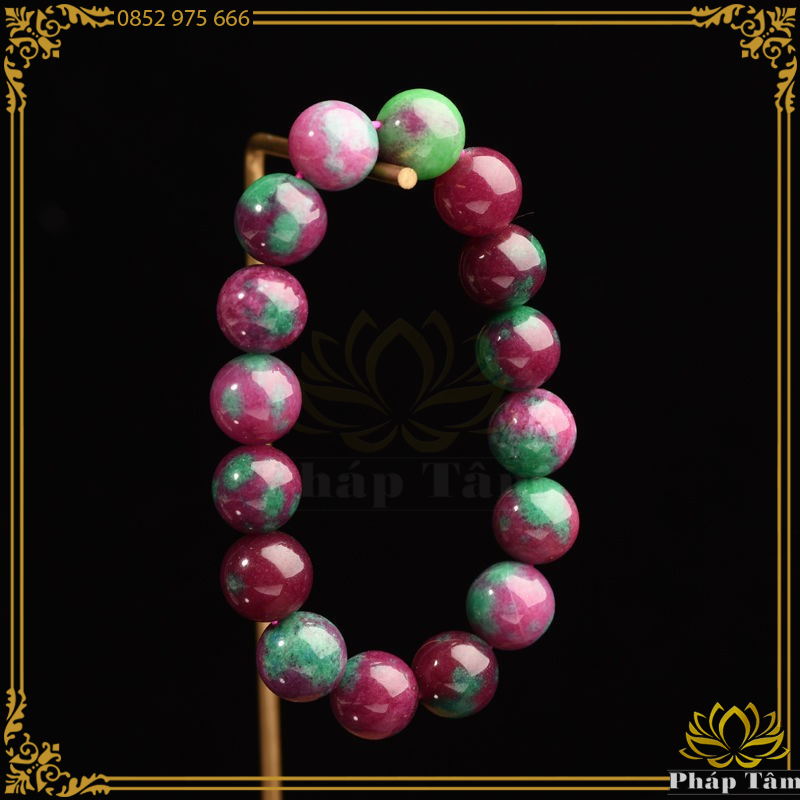 Vòng Tay Phong Thủy, Vòng Tay Đá Ruby Nam Phi Hạt Tròn Đỏ Vân Xanh Tự Nhiên - Tâm Phong Thủy ...