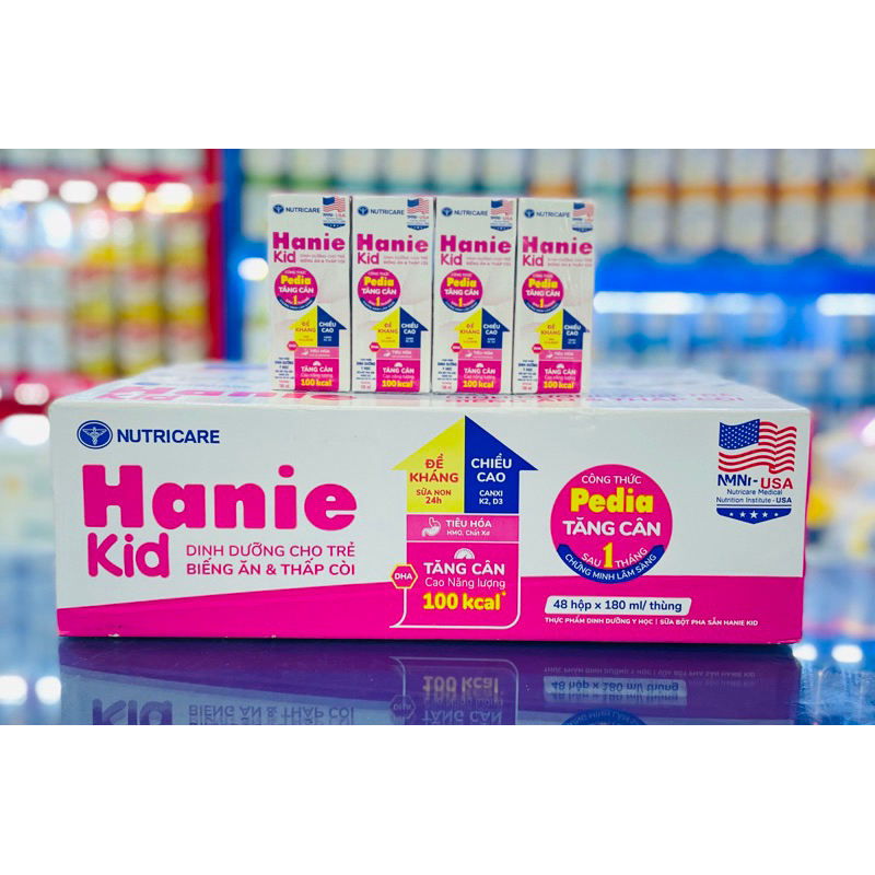 [Date mới] Thùng Sữa bột pha sẵn Hanie Kid 180ml (48 hộp) | Shopee Việt Nam