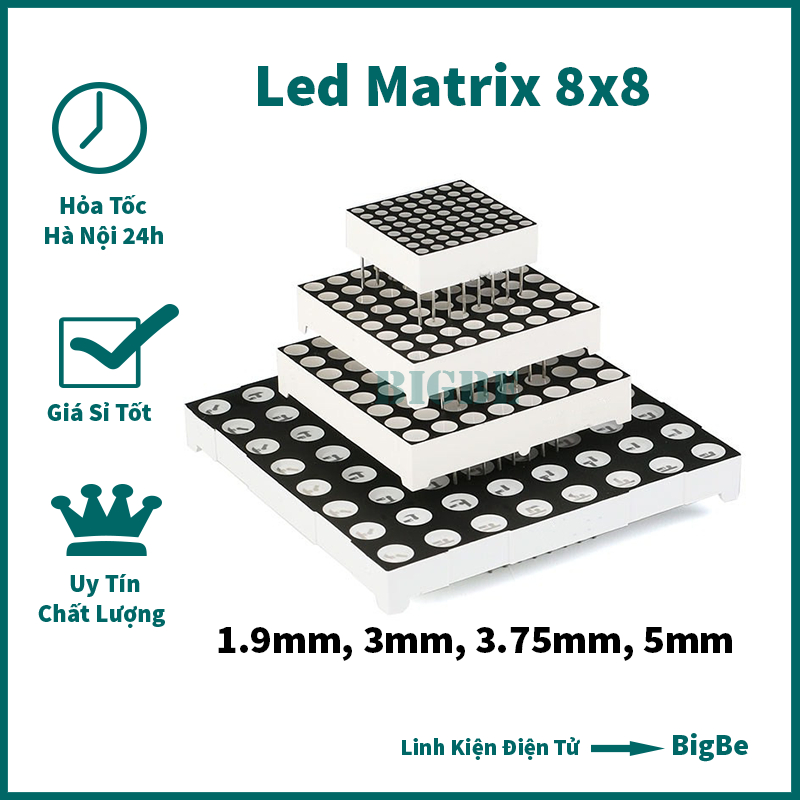 Led Matrix 8x8 1.9mm, 3mm, 3.75mm, 5mm màu đỏ | Shopee Việt Nam