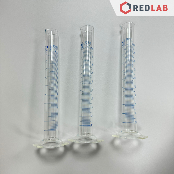 Ống đong thủy tinh DURAN Class A 10 25 50 100 250 ml, đế lục giác, vạch xanh, Measuring Cylinder ...