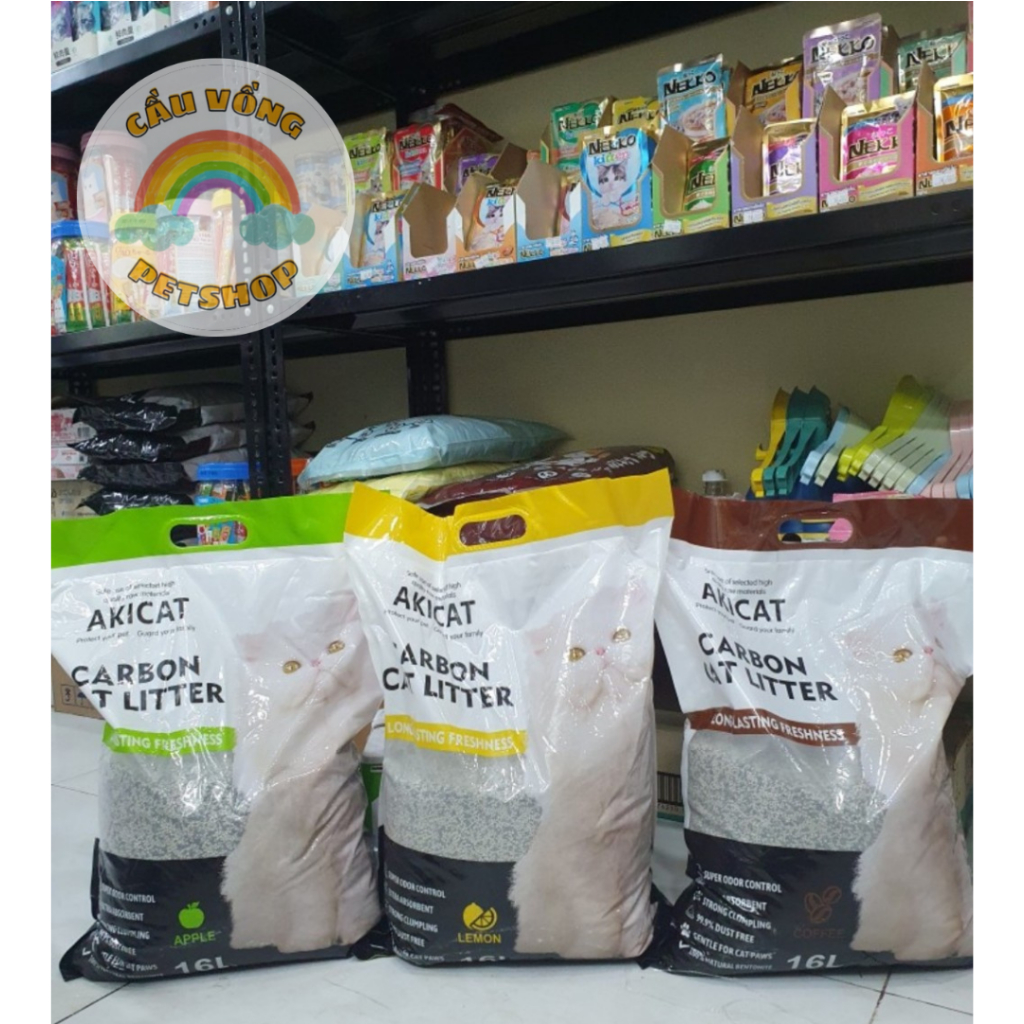 [Hỏa Tốc] 3 TÚI x 8KG_Cát vệ sinh đất sét mix than hoạt tính AKICAT 16L cho mèo - Khử mùi/ Vón ...