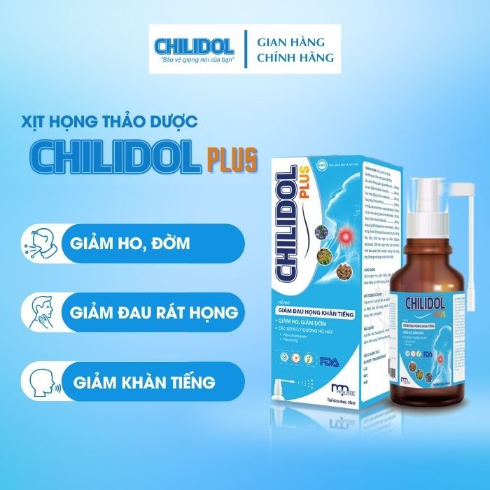 Xịt CHILIDOL Plus giảm đau rát họng, hỗ trợ cải thiện khản tiếng, giảm ...