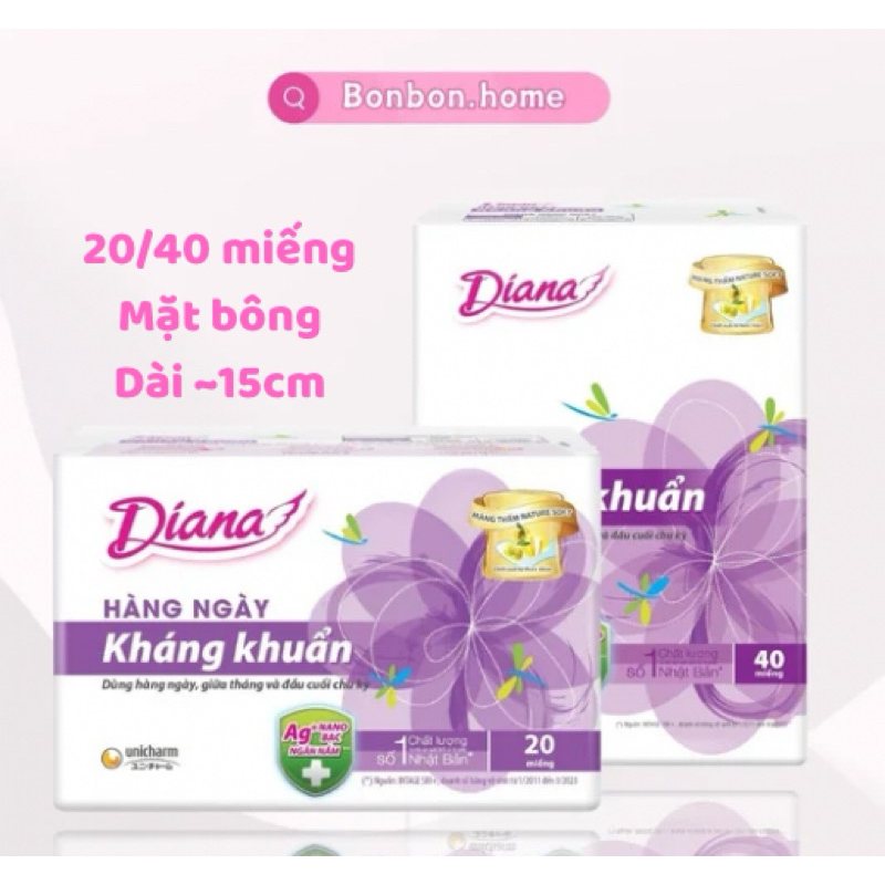 [BVS] Băng vệ sinh Diana Hàng ngày KHÁNG KHUẨN 20/40 miếng | Shopee Việt Nam