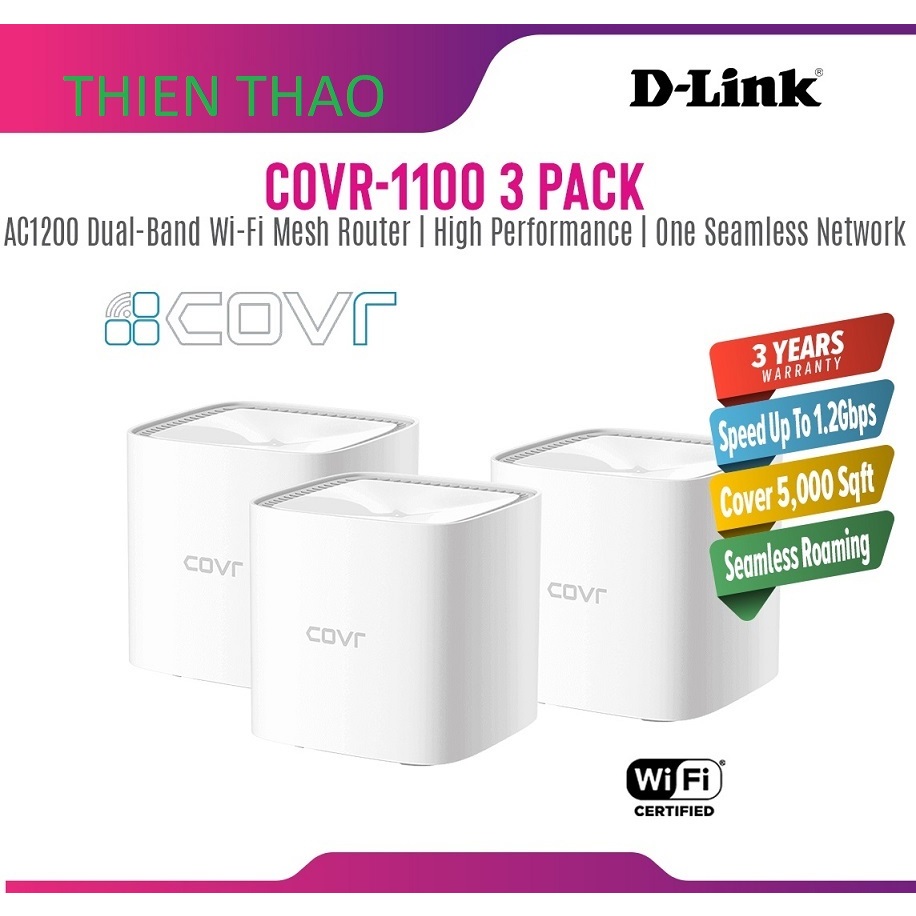 Bộ Mesh WiFi DLink COVR-1100 (3 Pack ) Lan Gigabit Chuẩn AC1200 2 băng ...