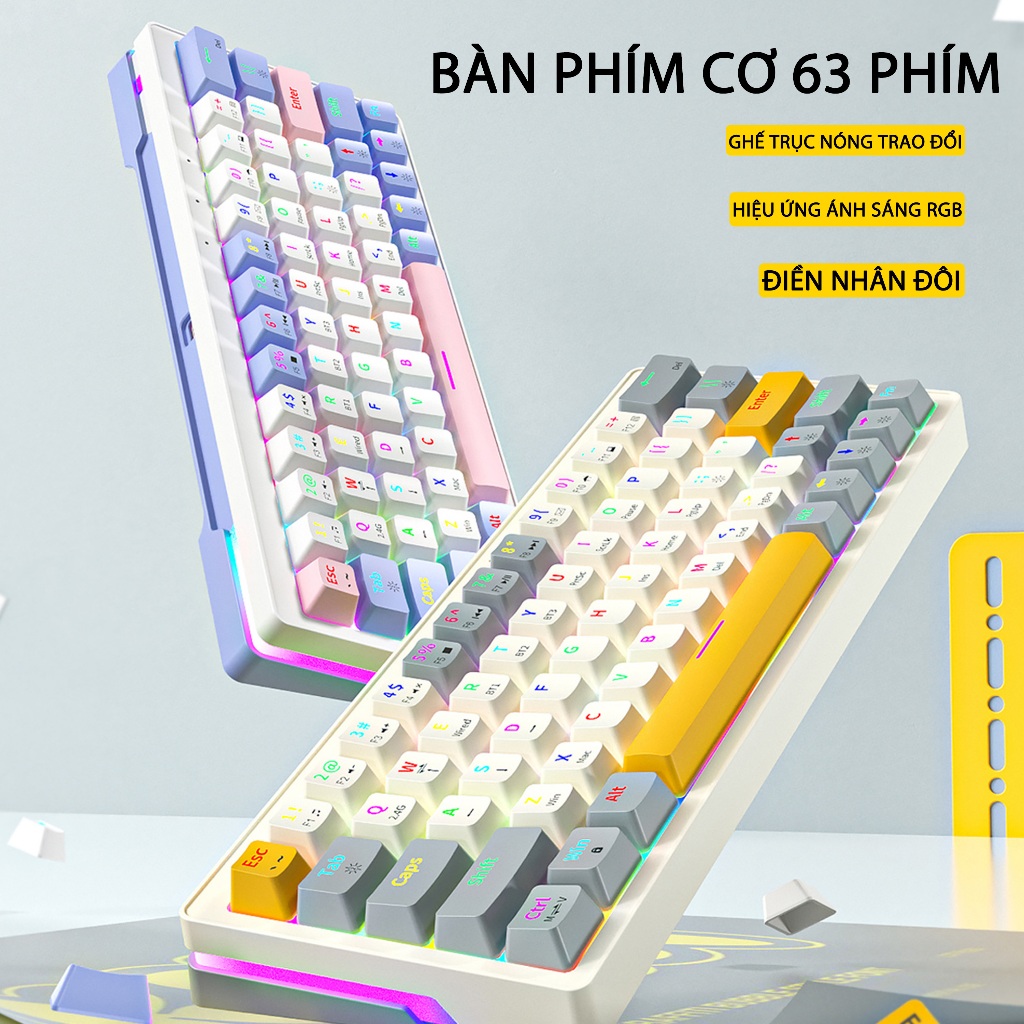 Bàn phím cơ không dây HOTSWAP MK63/68 phím 3 Mode Bluetooth /2.4G/có dây, Red Swtich có đèn RGB ...