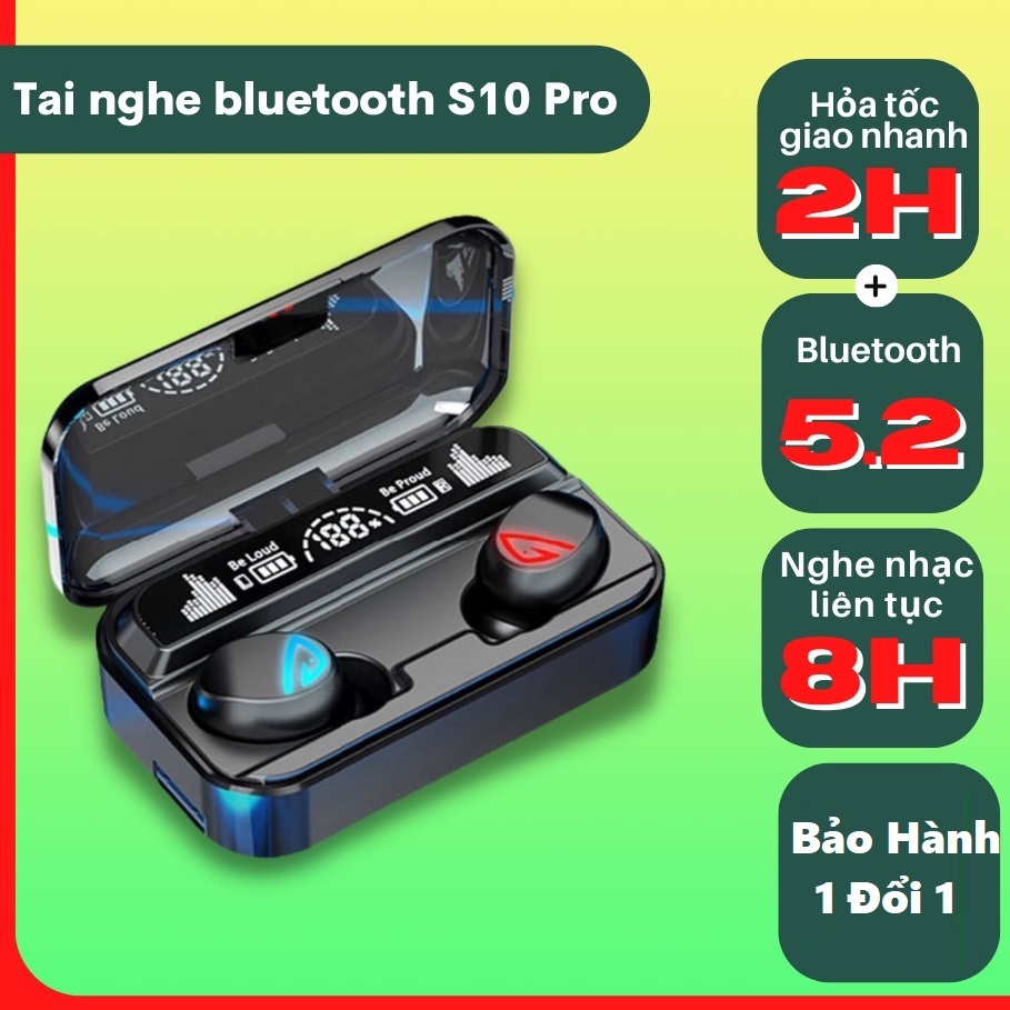 Tai nghe tai phone bluetooth S10 Pro, cảm ứng, hỗ trợ đàm thoại, nghe ...