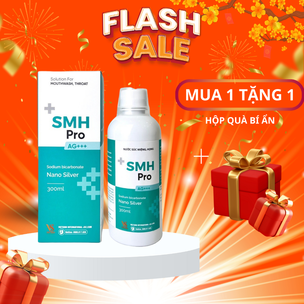 Súc họng Nano bạc SMH pro AG++ 300ml vệ sinh răng miệng, phòng ngừa ...