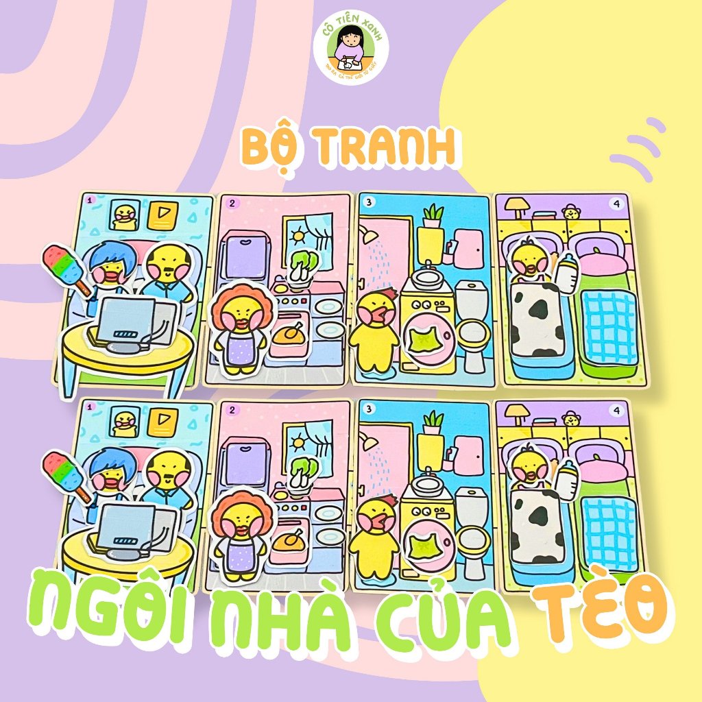 Bộ Tranh Đồ Chơi Giấy Cô Tiên Xanh Ngôi Nhà Của Gia Đình Tèo | Shopee ...
