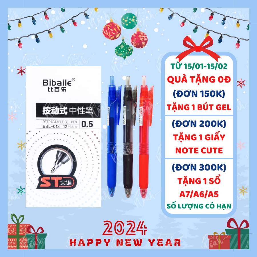 [NOAH'S HOUSE] Hộp Bút Viết Bi Bấm Mực Gel BIBAILE BBL 018 Retractable ...