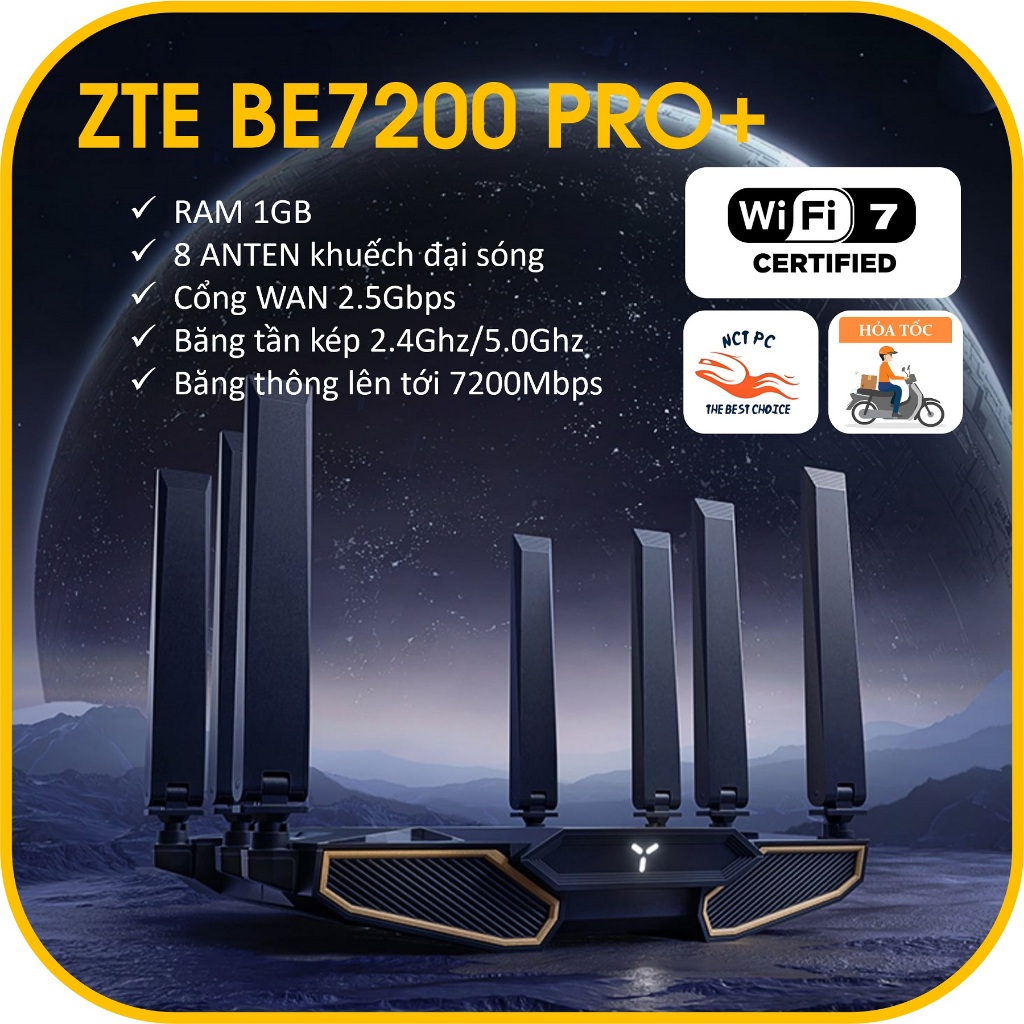 [WIFI7] Bộ phát Wifi Mesh WIFI7 Router ZTE BE7200 Pro+ tốc độ 7200Mbps ...