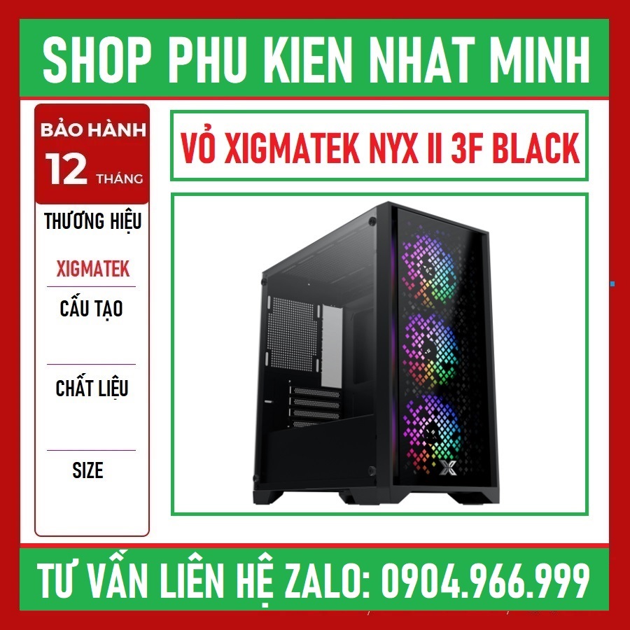 VỎ case xigmatek NYX II 3F black - white chính hãng mai hoàng phân phối BH 12 tháng | Shopee ...