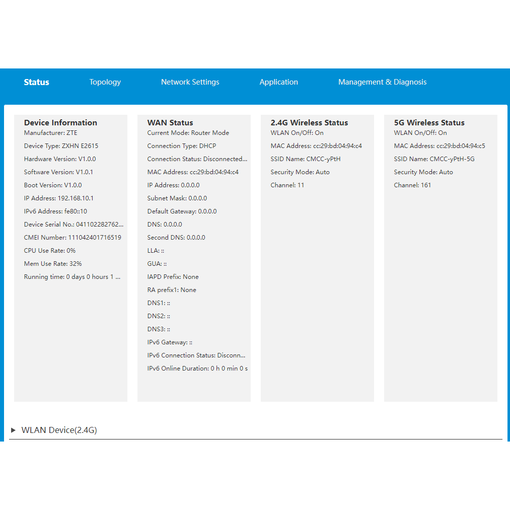 Bộ phát wifi Router wifi ZTE zxhn E2615,wifi 6,có mesh,ax1800 wifi dual ...