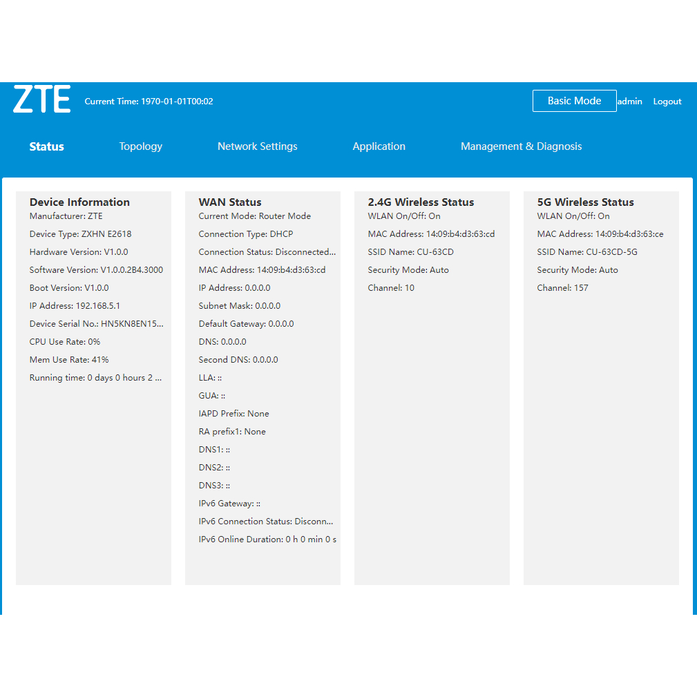 Bộ phát wifi Router wifi ZTE zxhn E2615,wifi 6,có mesh,ax1800 wifi dual ...