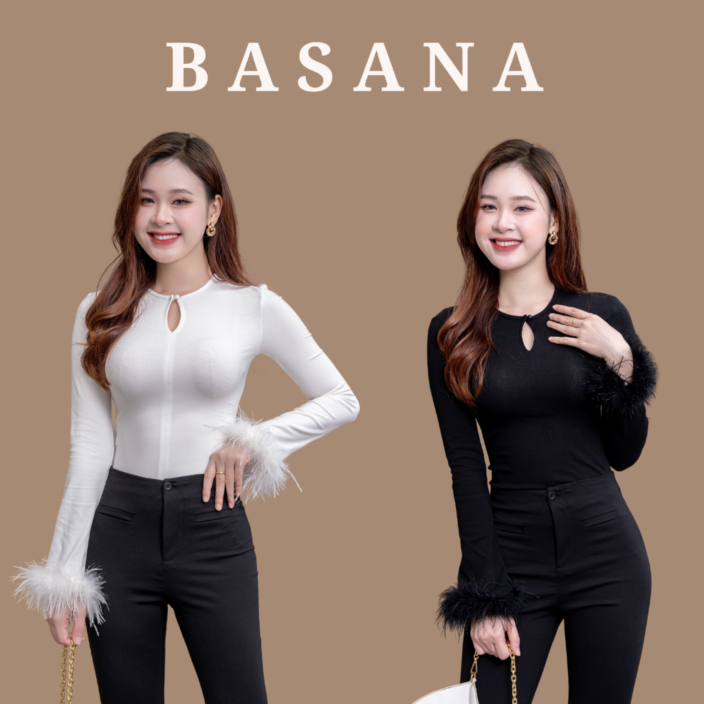 BASANA áo thun phối ống tay lông đan thủ công xinh xắn đón Tết 2024 ...