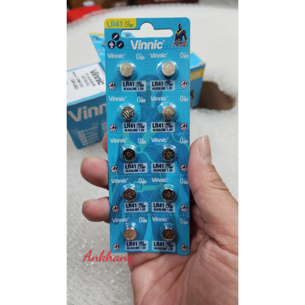 Vỉ 10 viên pin VINNIC LR41 / L736F / AG3 / G3 / 192 - Chính hãng ...