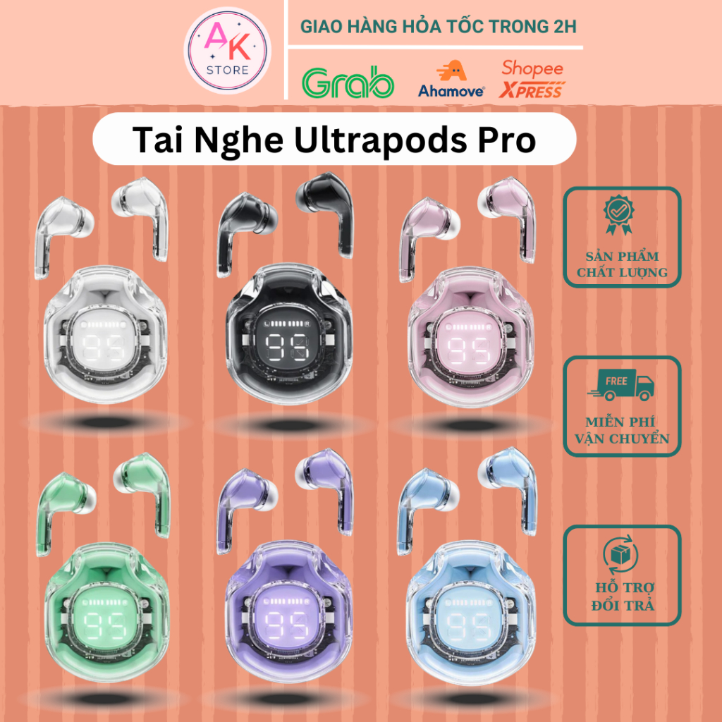 Tai nghe bluetooth không dây Gaming Ultrapods Pro, cảm ứng vỏ trong ...