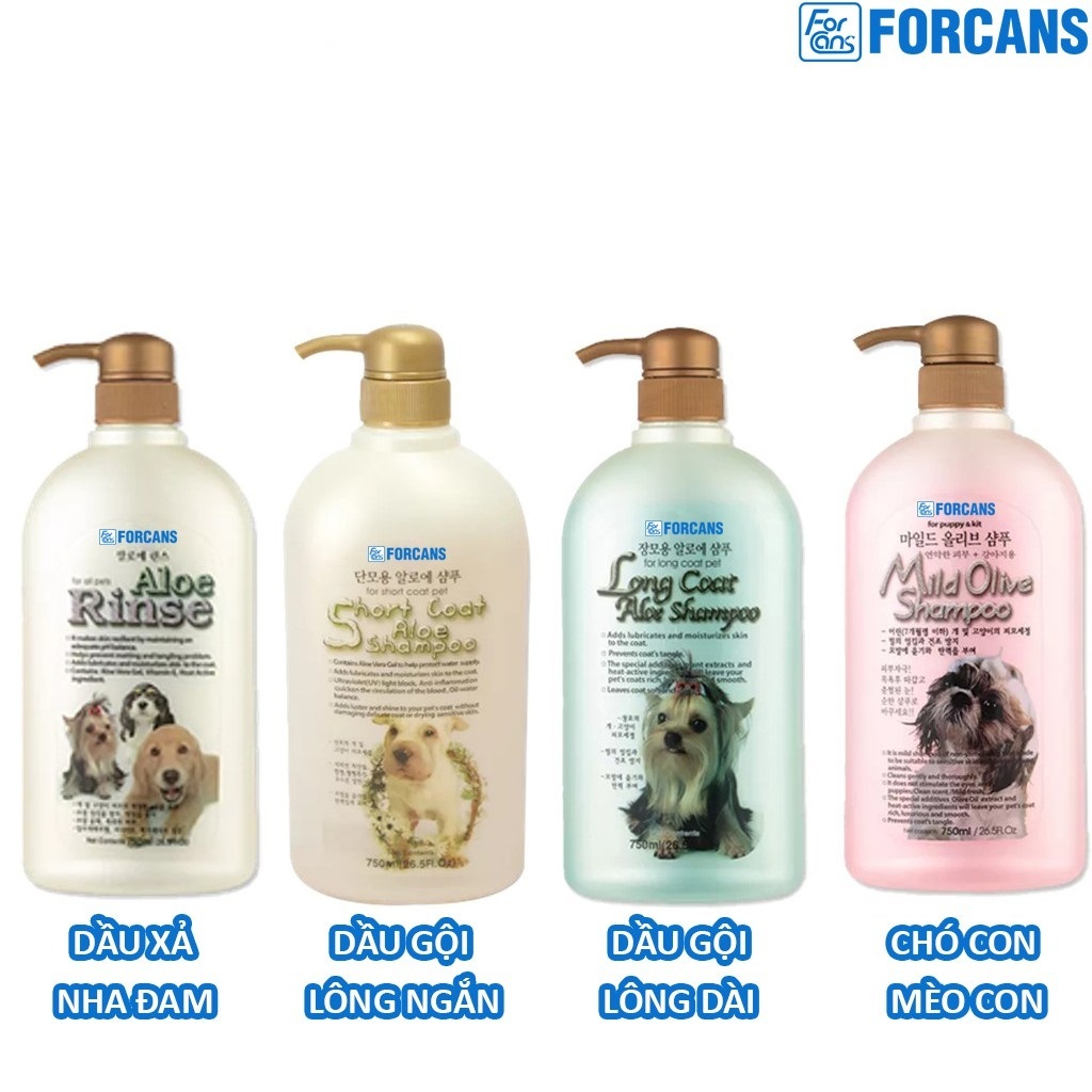 Forcans Dầu Gội Và Xả Hàn Quốc Chiết Xuất Nha Đam Cho Chó Mèo 750 ...