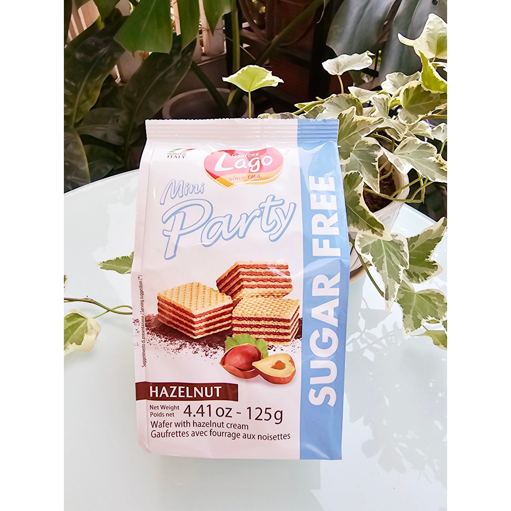 Bánh xốp kem hạt dẻ không đường Lago Mini Hazelnut 125gr - Sản xuất tại ...