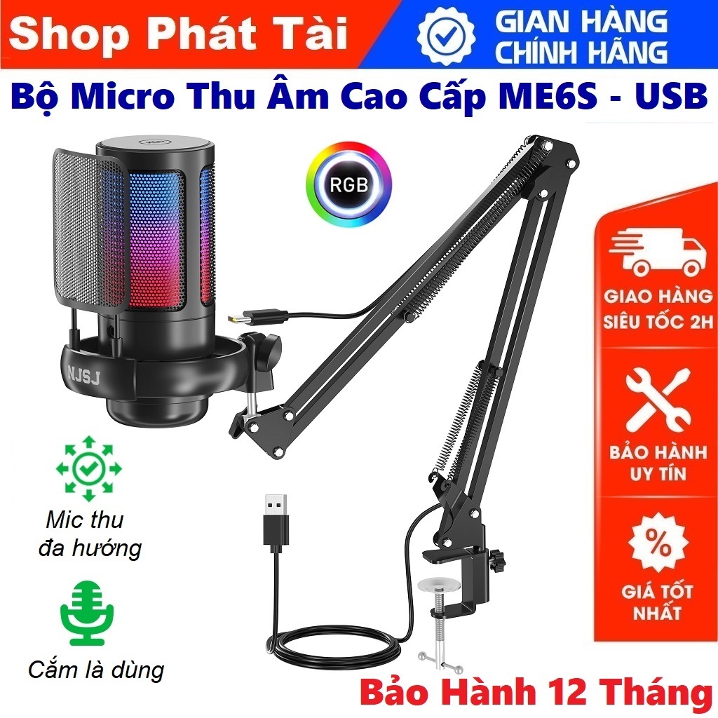 Micro Thu Âm Livestream ME6S, Micro Thu Âm Có Dây Cắm Cổng USB Máy Tính ...