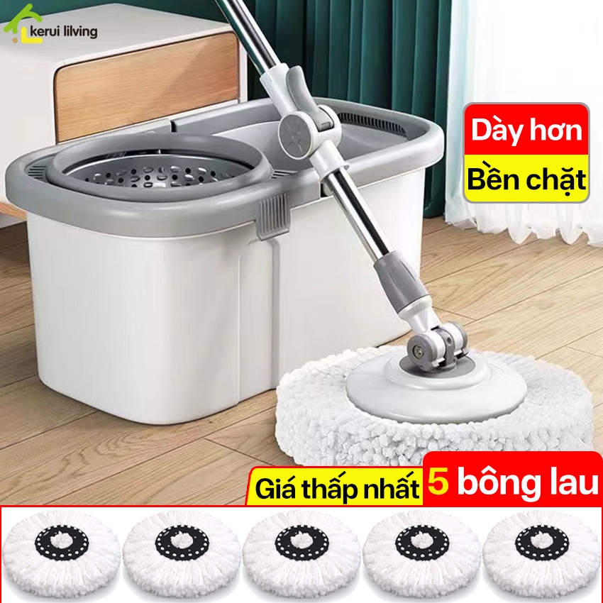 Thùng lau nhà 360 độ AISHA kèm chổi lau nhà với lồng vắt inox không gỉ ...