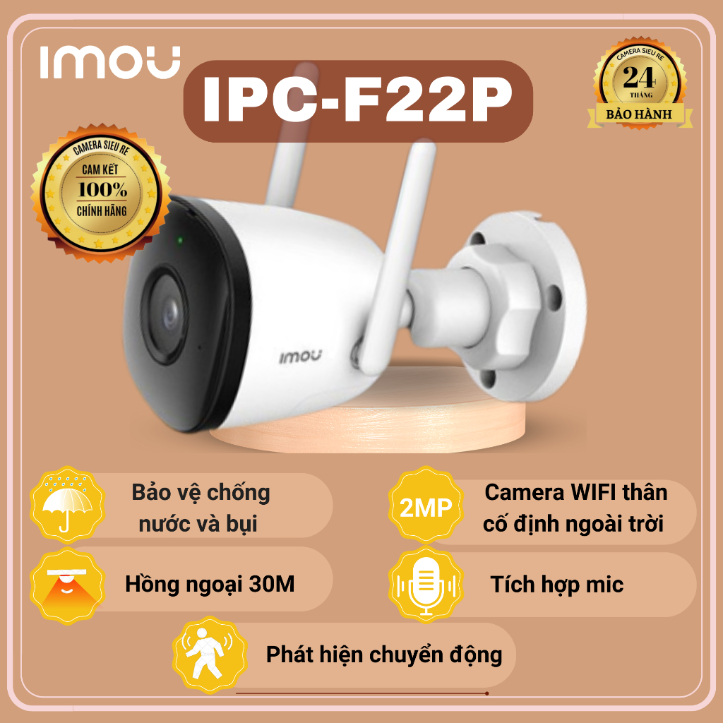 Camera imou ngoài trời F22P, F52FP, F32FP F32P F52P chuẫn H265+, Ống ...