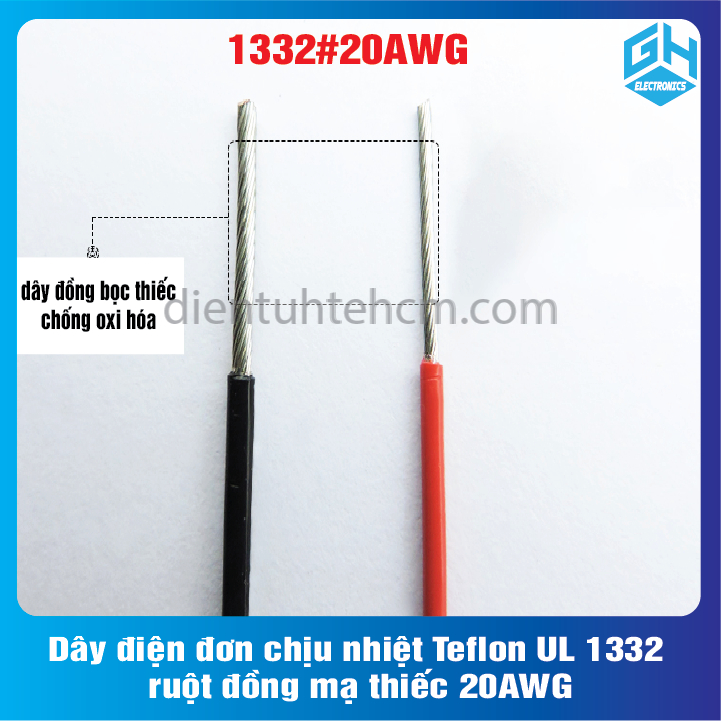 1 Mét Dây điện đơn chịu nhiệt Teflon UL 1332 ruột đồng mạ thiếc 20AWG | Shopee Việt Nam