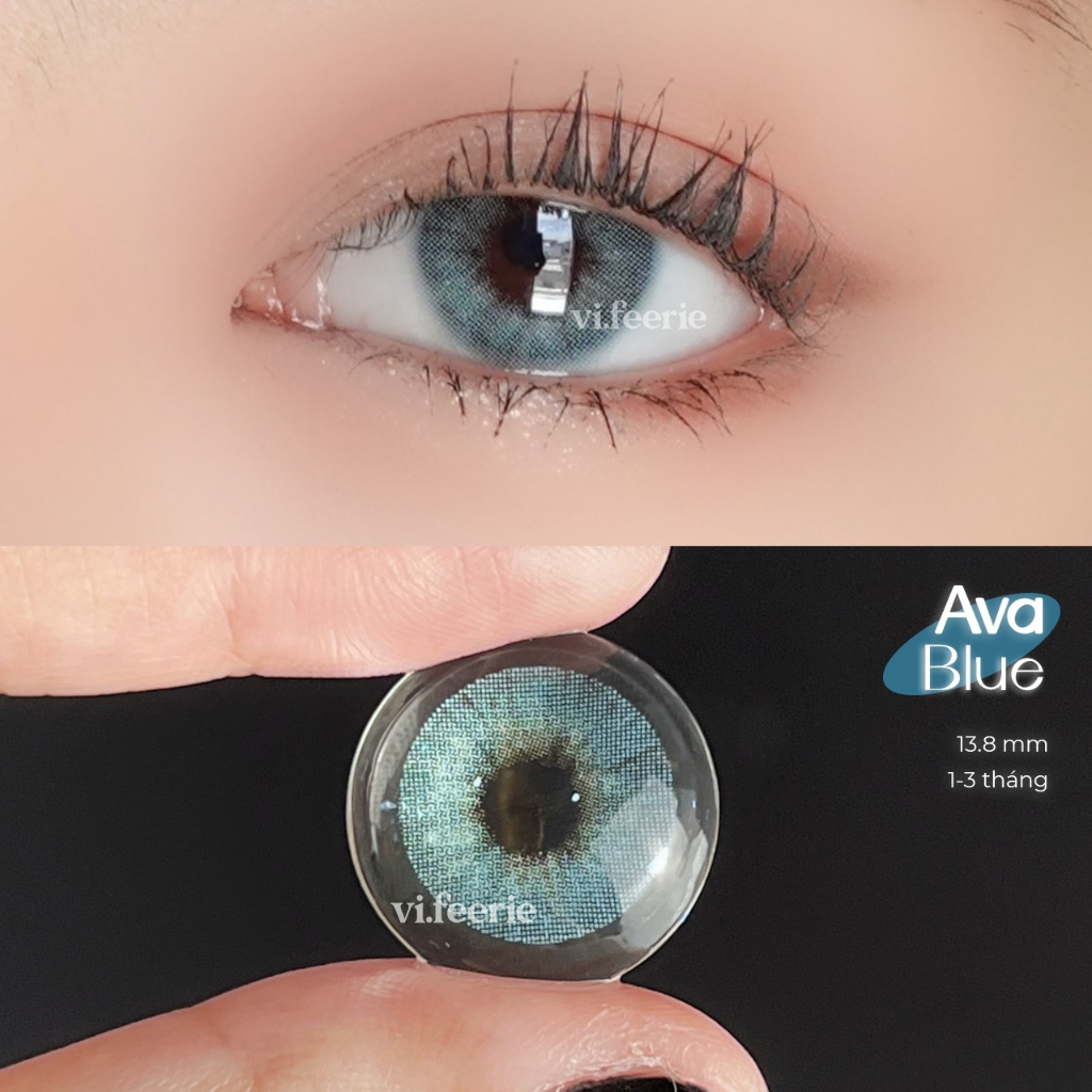 Kính áp tròng (lens) tây xanh biển thuần Ava Blue có độ cận-VF Lens ...