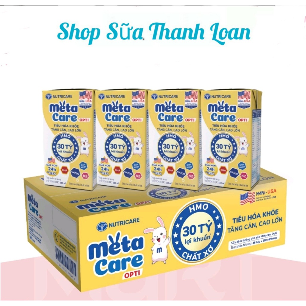 [HSD T3-2025] [Mẫu Mới] Thùng 48 Hộp Sữa Nước Nutricare Metacare Opti 180ml. | Shopee Việt Nam