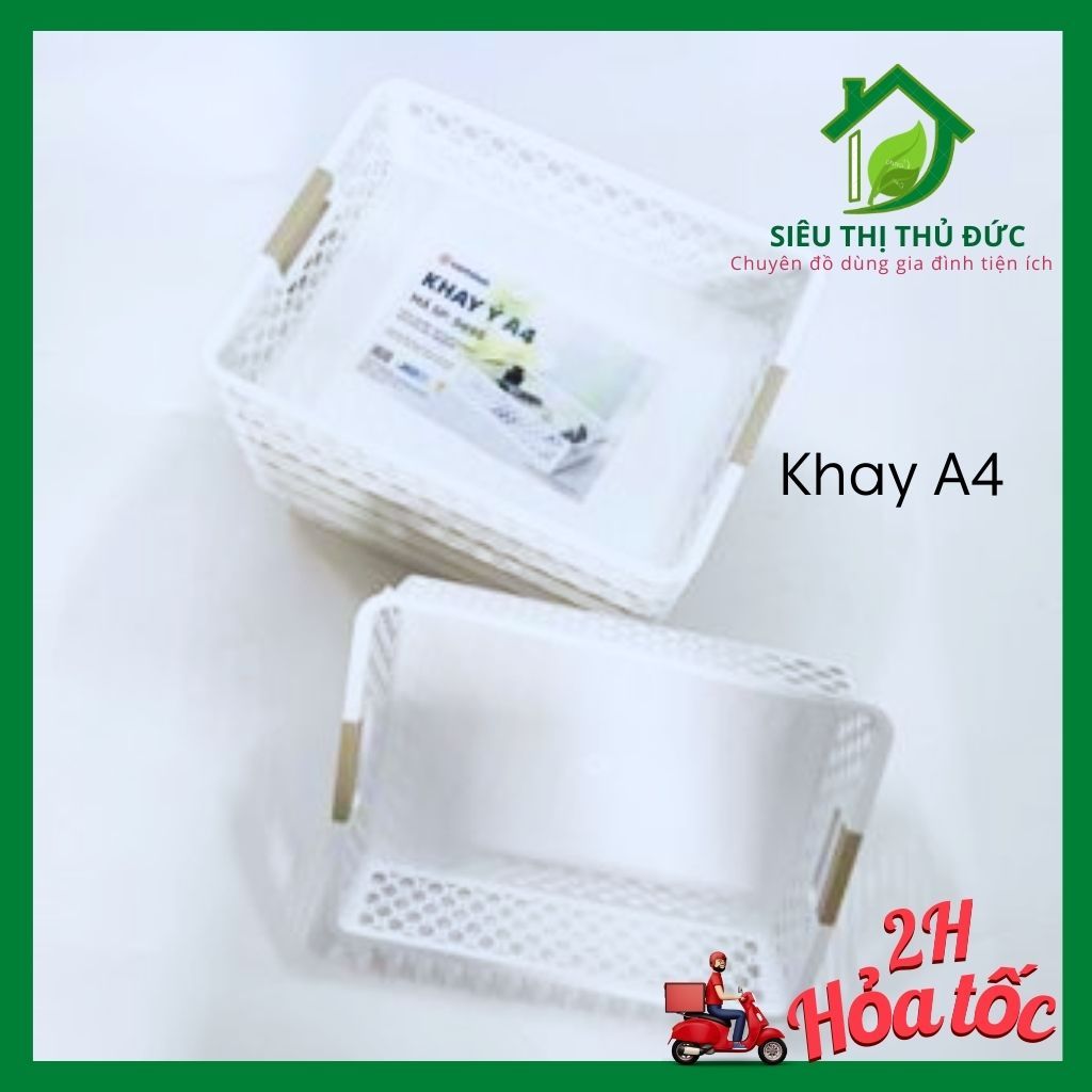 Khay Ý, Rổ Chữ Nhật Khổ Giấy A4 Màu Trắng Đựng Giấy Tờ Đa Năng Nhựa ...