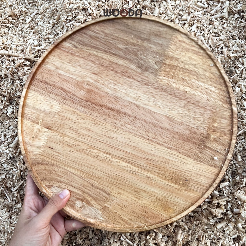 Mâm gỗ cao su tự nhiên hình tròn, mâm gỗ lớn phục vụ mỏng nhẹ | Shopee ...