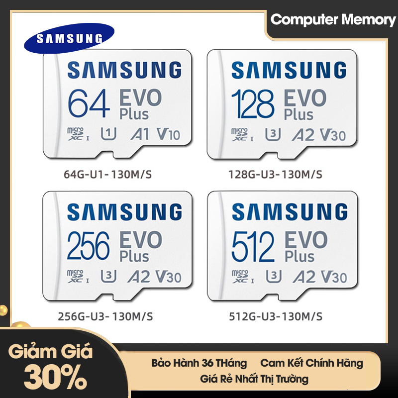 [Chính Hãng] - Thẻ nhớ Micro SD Samsung Evo Plus 130MB/s Class 10 UHS-I U3 V30 64/128/256/512GB ...
