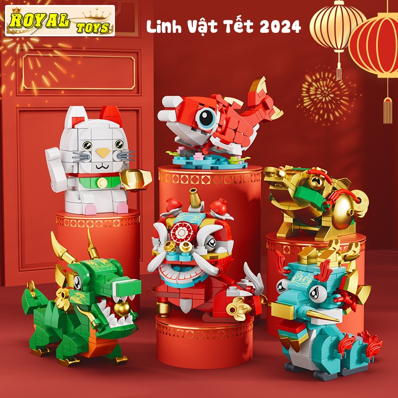 Đồ Chơi Lắp Ghép Kiểu LEGO Mô Hình Set Linh Vật May Mắn Trang Trí Tết ...