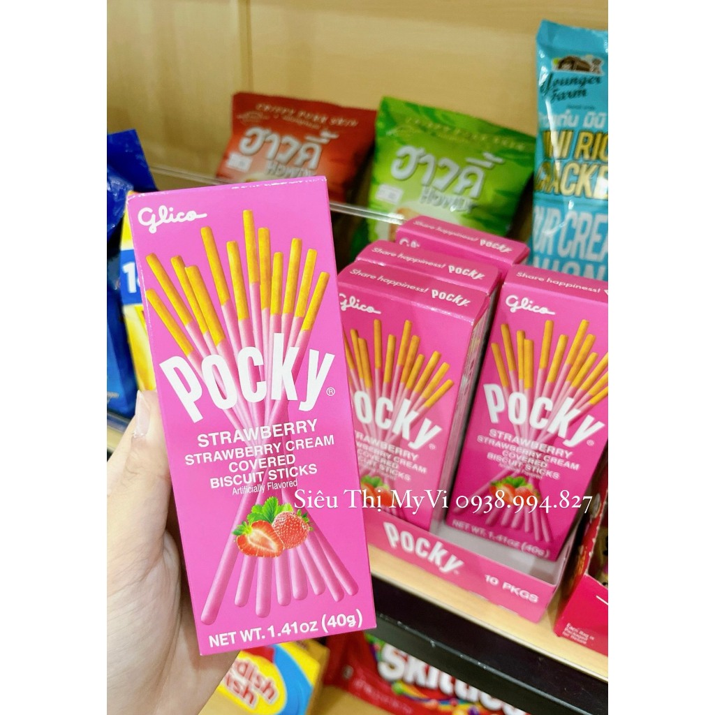 [HÀNG MỸ] Bánh Pocky Dâu Hộp 40g | Shopee Việt Nam