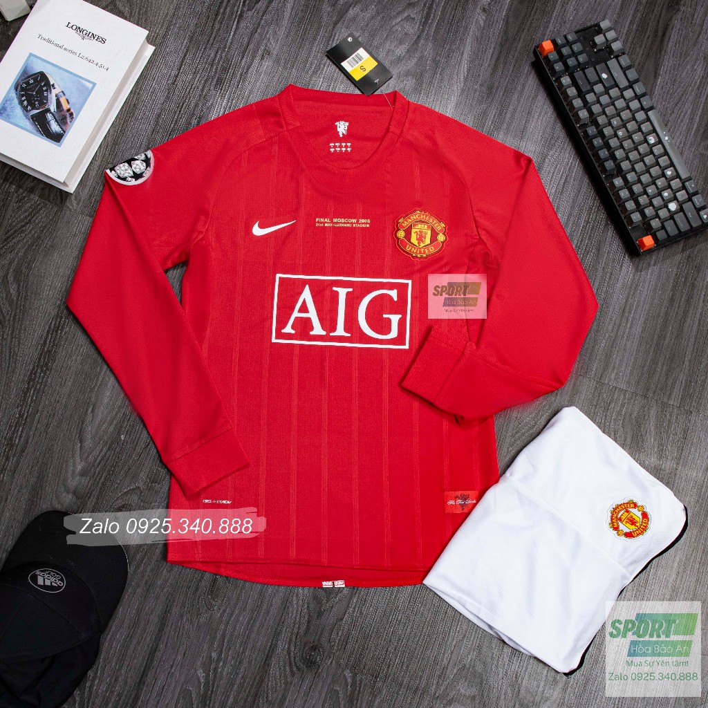 Áo dài tay Manchester United 2008 AIG màu Đỏ - Bộ Quần Áo MU dài tay ...