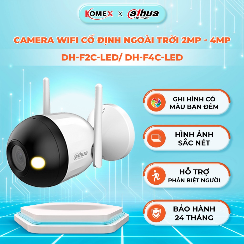 Camera Wifi Dahua Ngoài Trời Cố định Có Màu Dh F2c Led 2mp Dh F4c Led