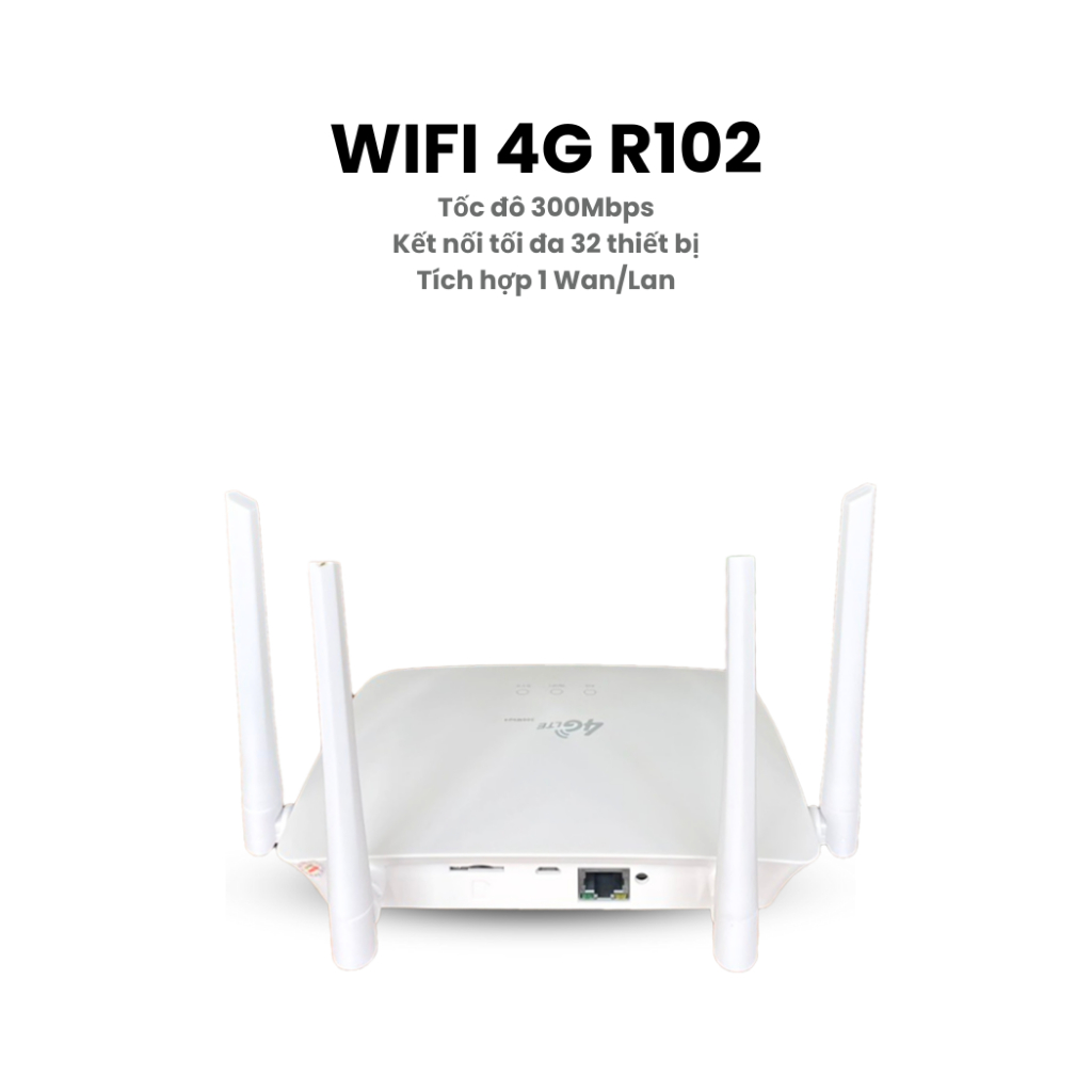 Bộ Phát Wifi Từ Sim 4G 1 LAN/WAN 4 Ăng Ten Mã R102 Tốc Độ Thu Phát Lên Tới 300mbps, Kết Nối Tới ...