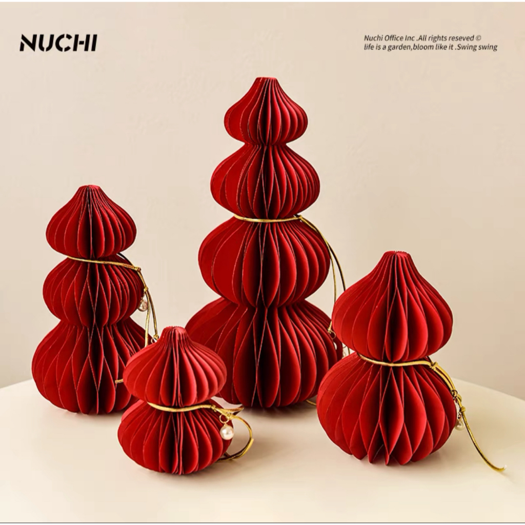 Set 4 quả bầu trang trí Origami, bộ 4 quả bầu trang trí, đồ trang trí, trang trí tết, trang trí ...